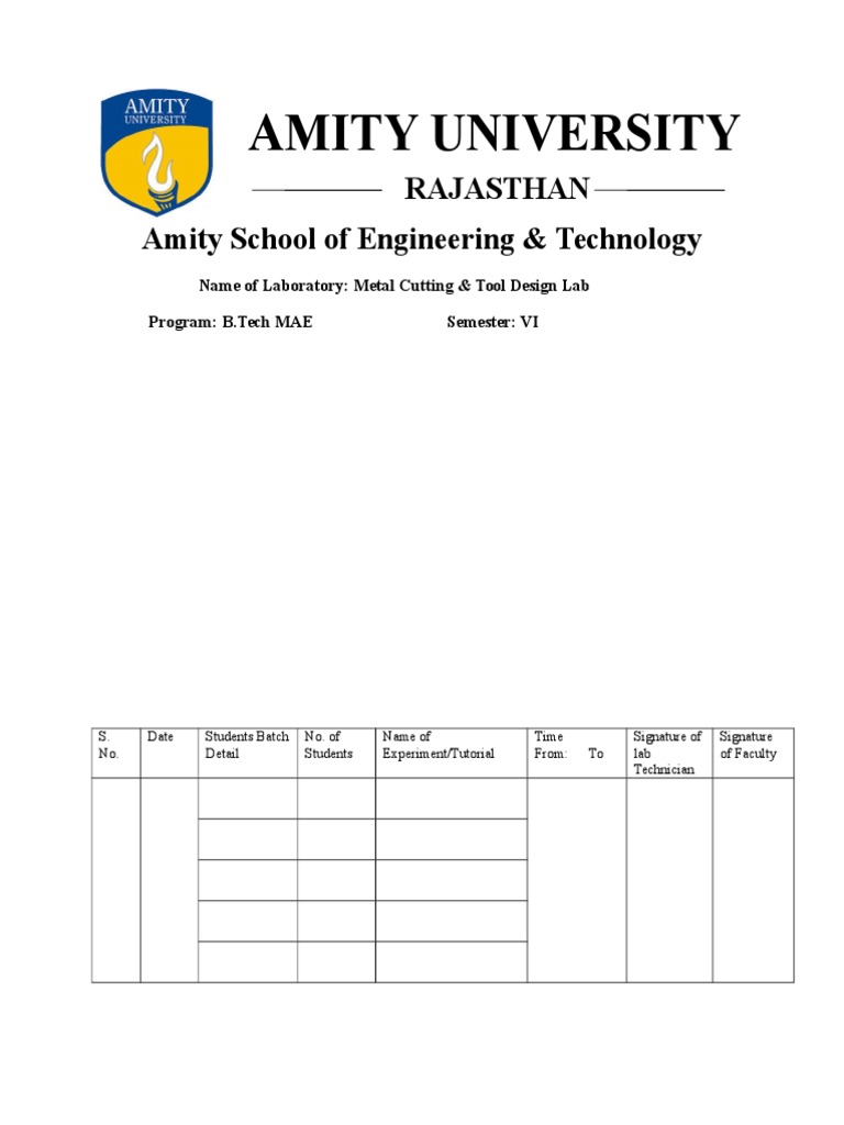 Amity University: Rajasthan Amity School of Engineering & Technology | PDF