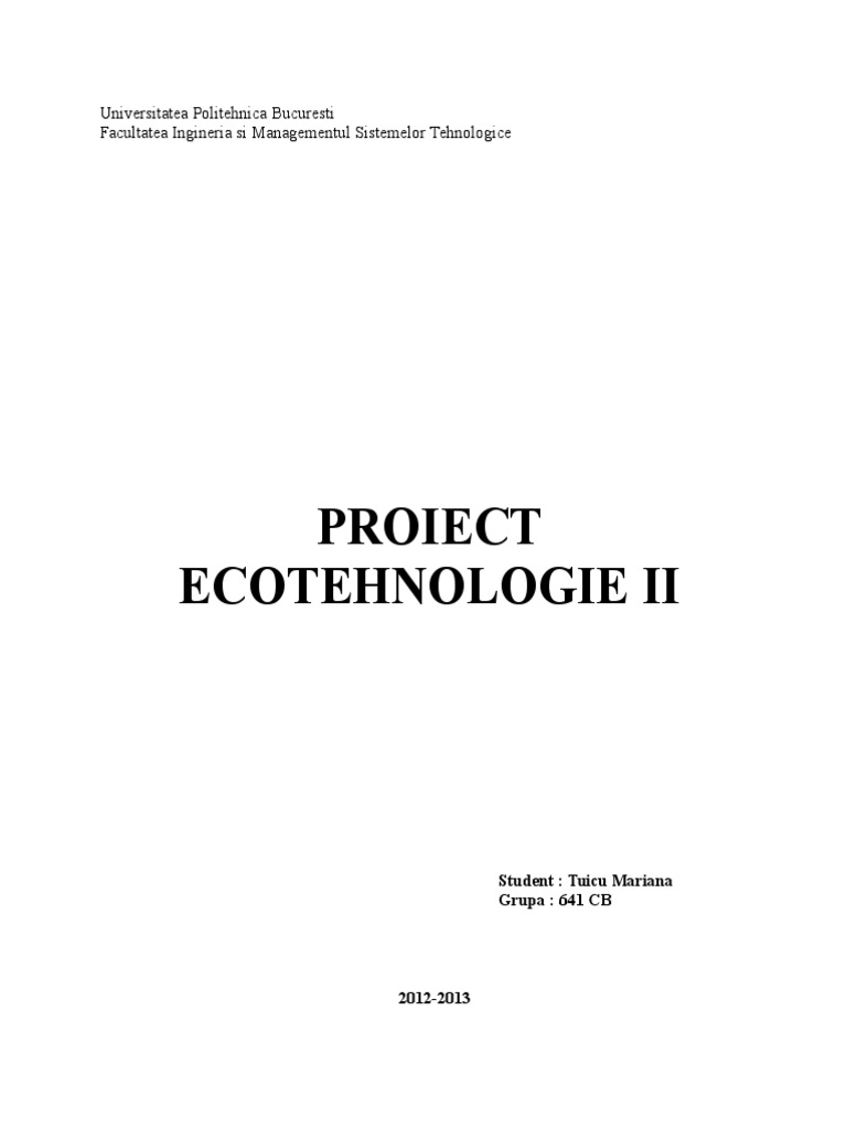 Proiect Final Ecotehnologie 2 | PDF