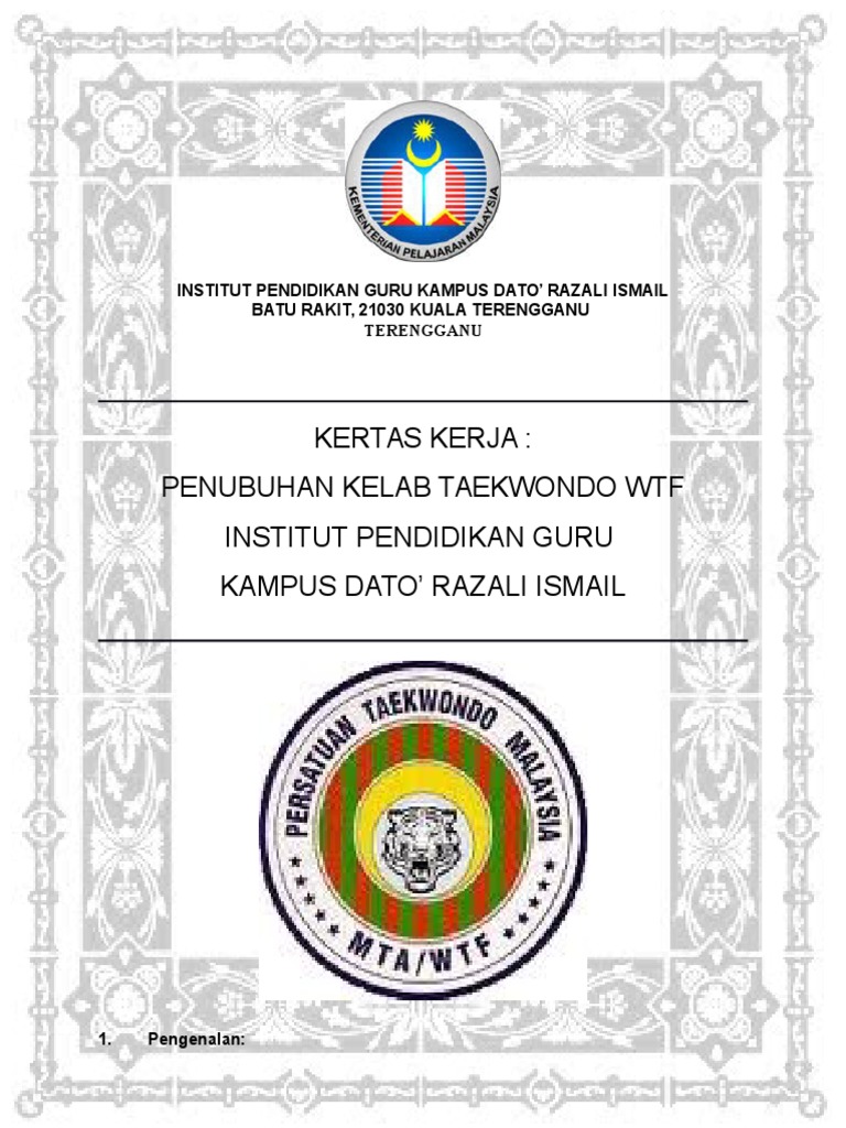 PENUBUHAN KELAB TAEKWONDO IPG KDRI | PDF