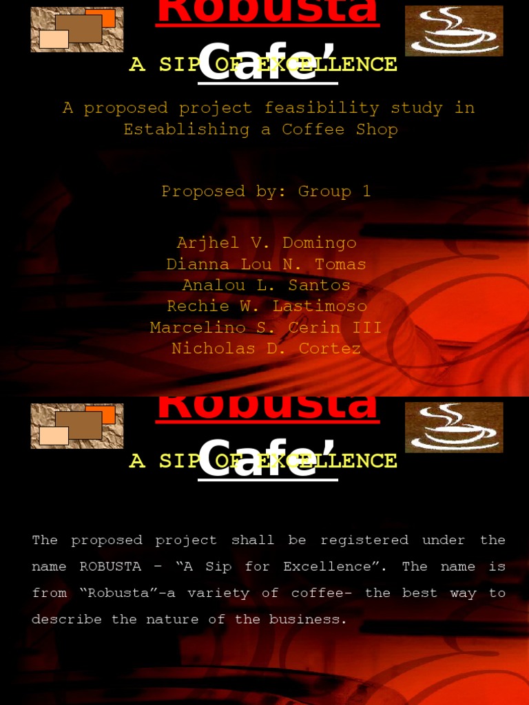 Robusta Coffee Shop A Feasibility Study | PDF | Revenue | Investing