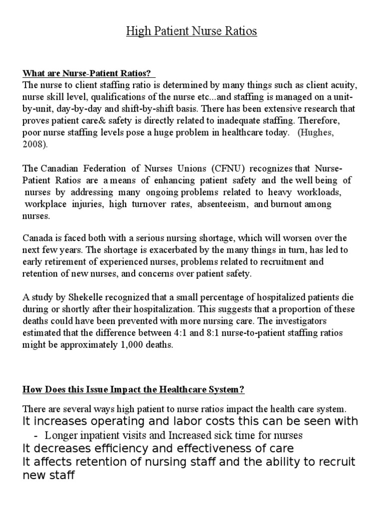 High Patient Nurse Ratios | PDF | Patient Safety | Nursing