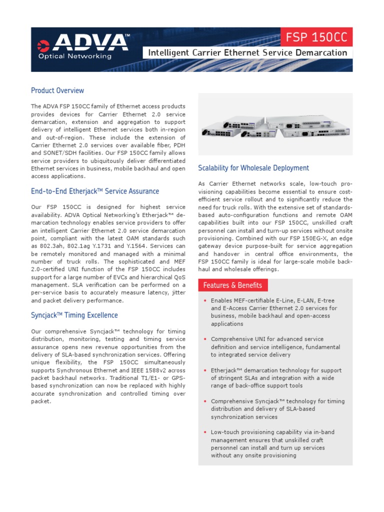 FSP 150CC: Intelligent Carrier Ethernet Service Demarcation | PDF ...
