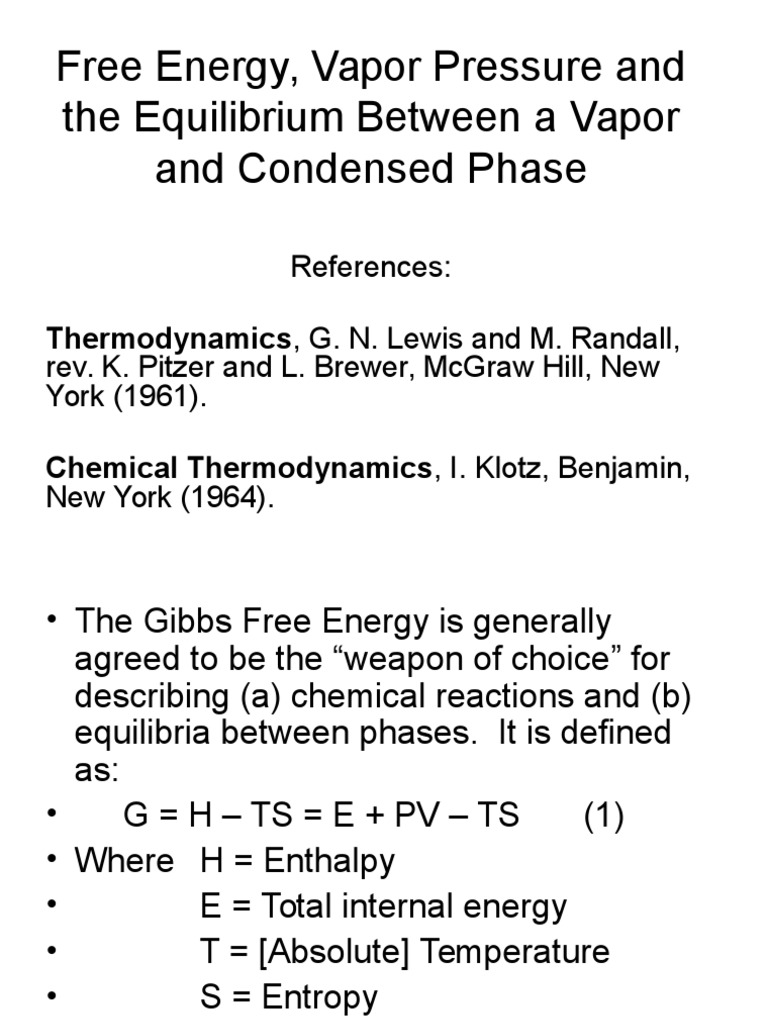 Vapor Pressure Equilibrium | PDF | Phase (Matter) | Gibbs Free Energy