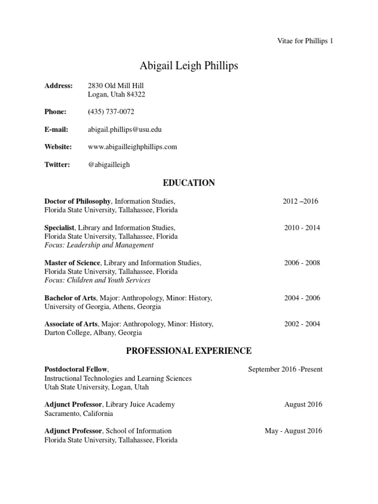 Abigail Leigh Phillips: Education | PDF | Cyberbullying | Librarian
