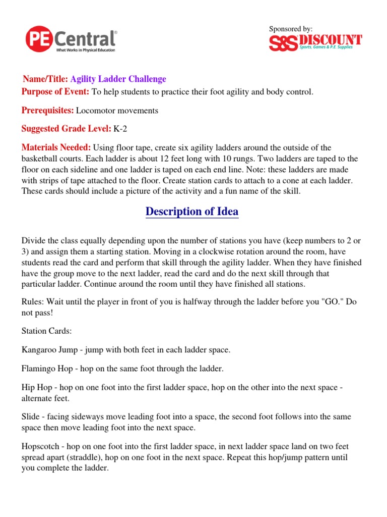 Agility Ladder Challenge - Pe Central | Download Free PDF | Leisure ...