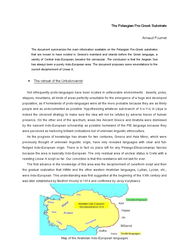 The Pelasgian Pre-Greek Substrate and The Linear A | PDF | Greek ...
