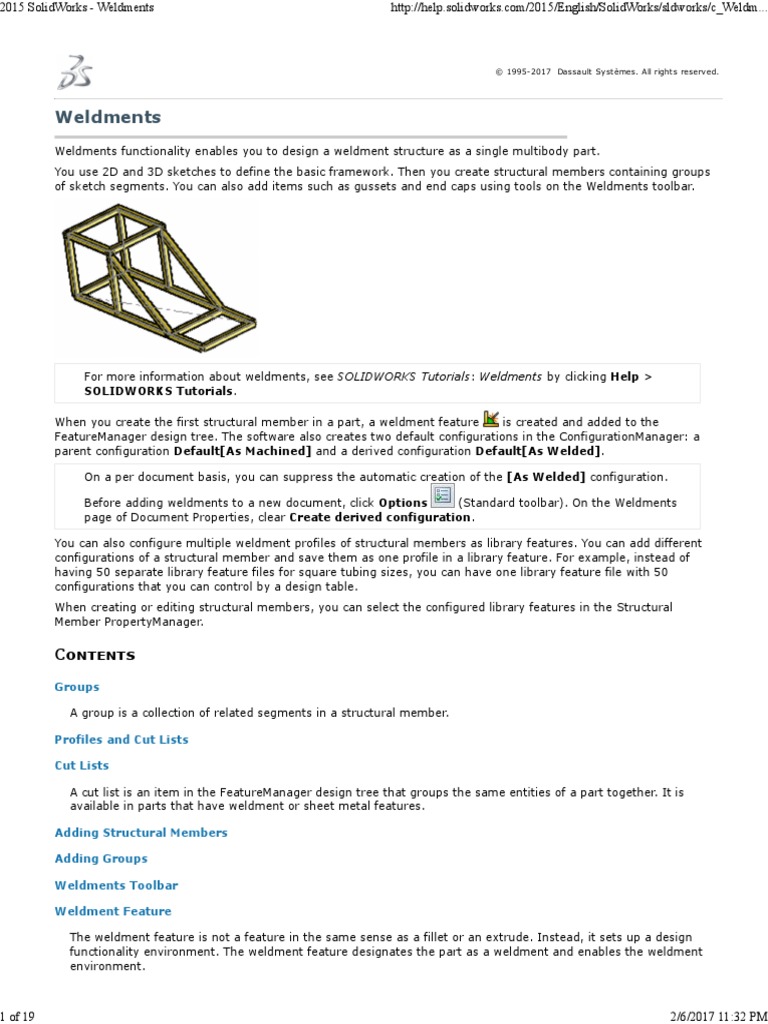 2015 SolidWorks - Weldments | PDF | Metal Fabrication | Computer File