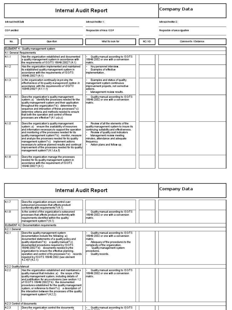 ISO/TS 16949:2002 Audit Guide | PDF | Internal Audit | Quality Management