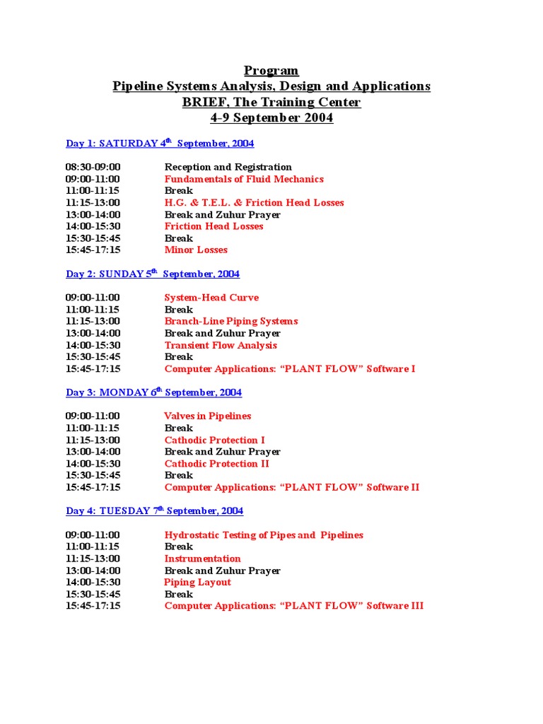 Program Pipeline Systems Analysis, Design and Applications BRIEF, The ...