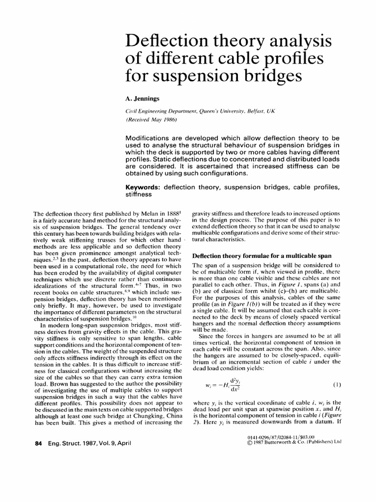Deflection Theory Analysis of Different Cable Profiles For Suspension ...