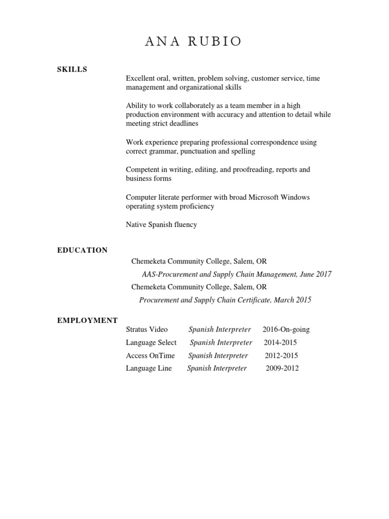 Ana Rubio Resume | PDF