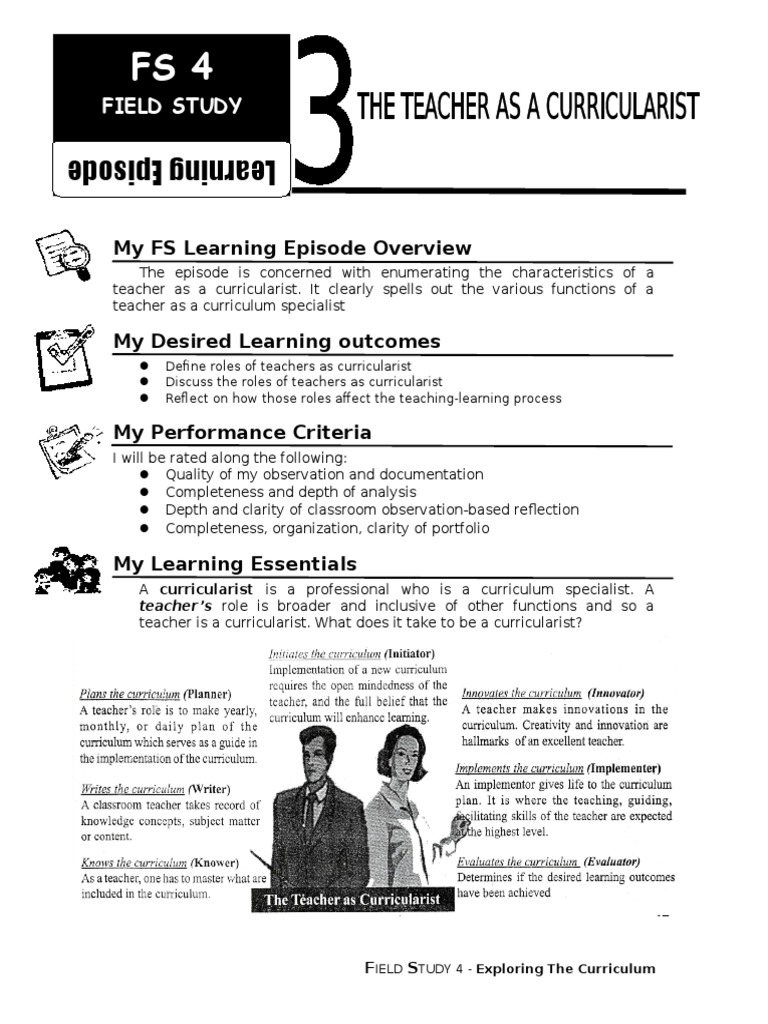 Field Study 4 Episode 3 | PDF | Curriculum | Teachers