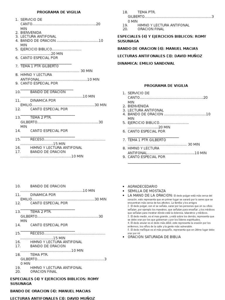 Programa de Vigilia | PDF | Oración