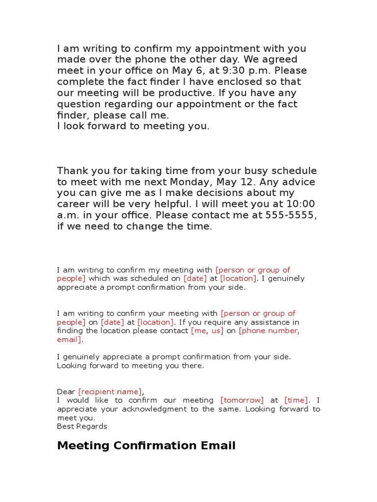 Contoh Konfirmasi Appointment | PDF