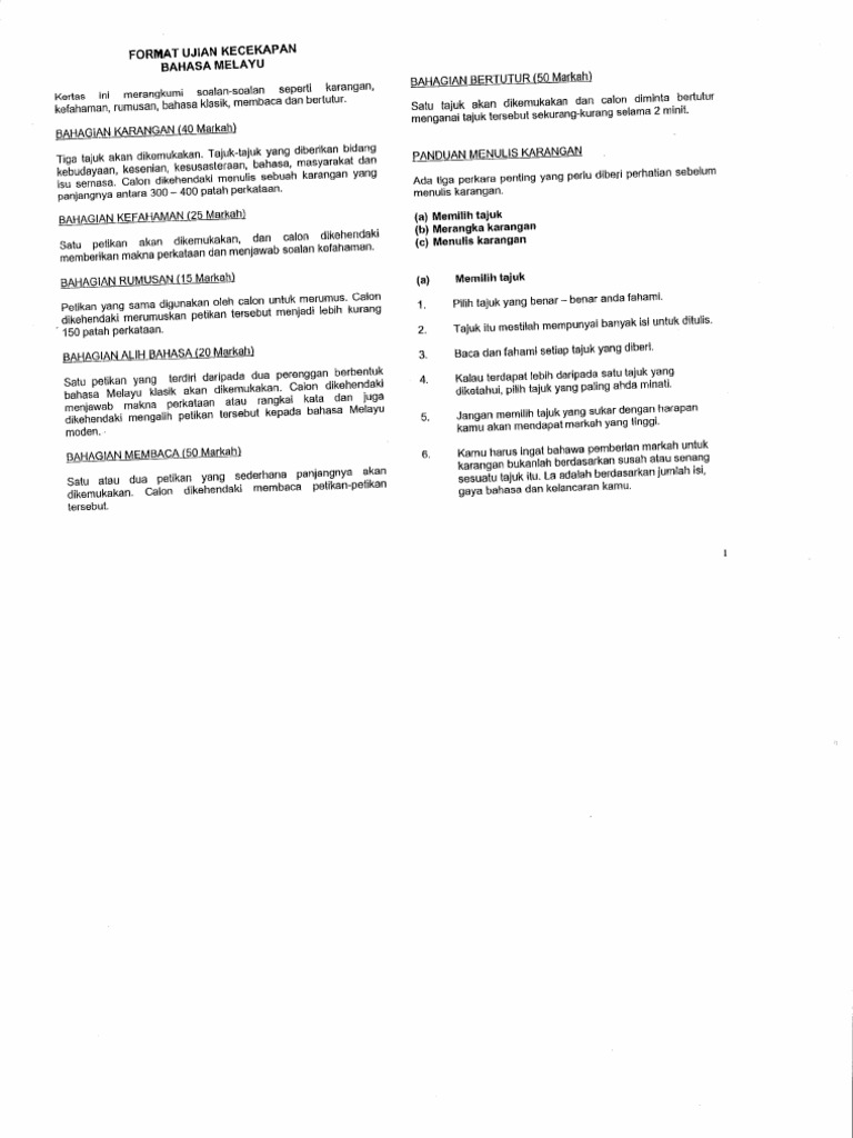 Malay EPT Test Format | PDF