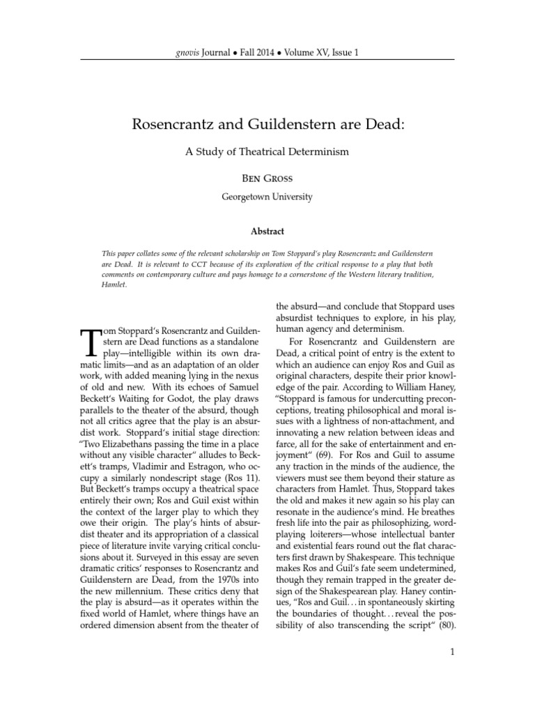 Rosencrantz and Guildenstern Are Dead: A Study of Theatrical ...