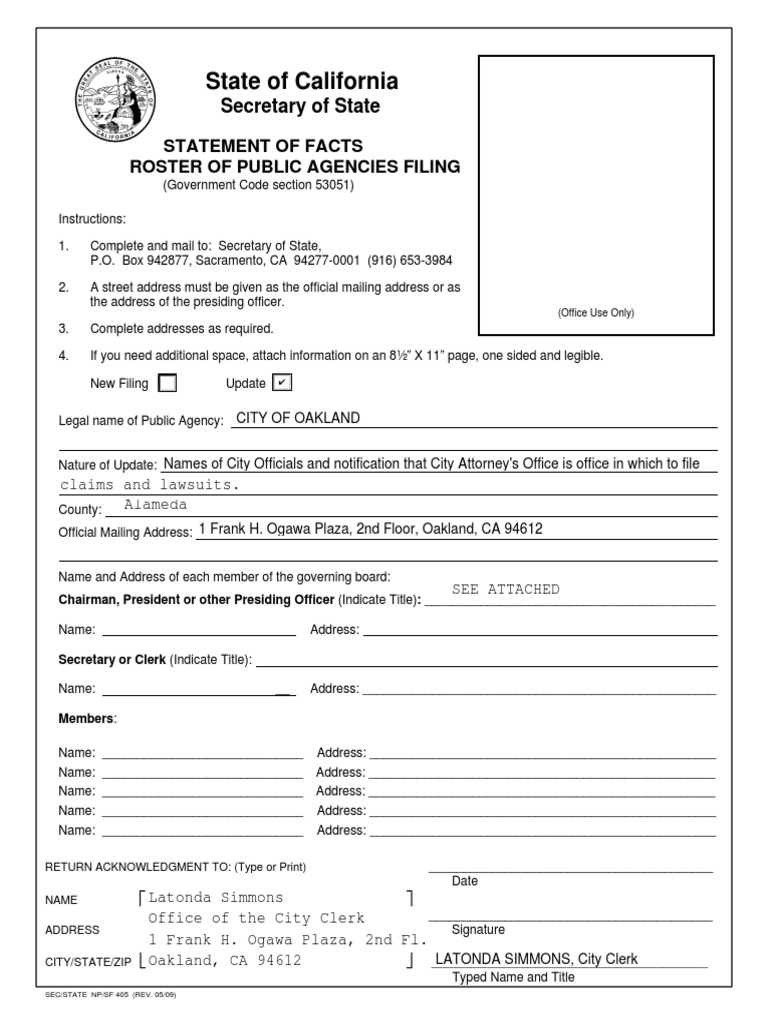California Public Agencies Roster Form | PDF