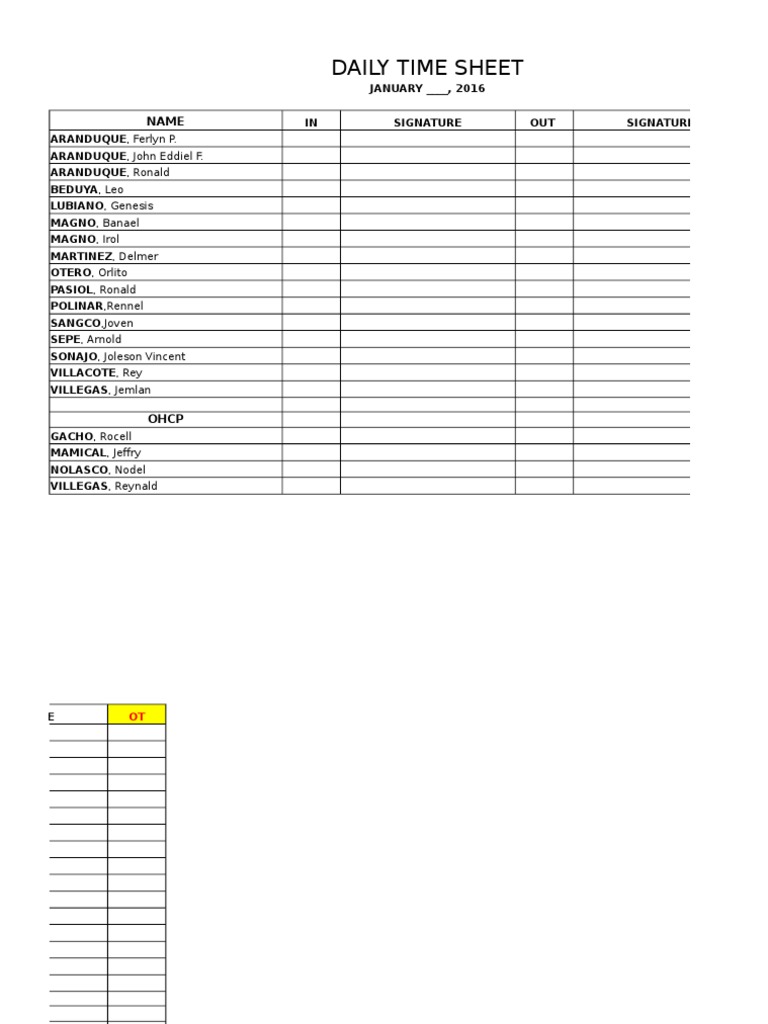 Daily Time Sheet | PDF | Self-Improvement