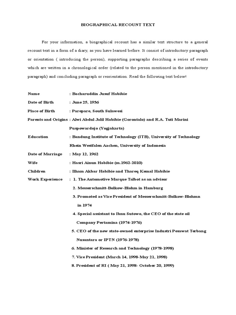 Biographical Recount Text | PDF | Indonesian People | Indonesia