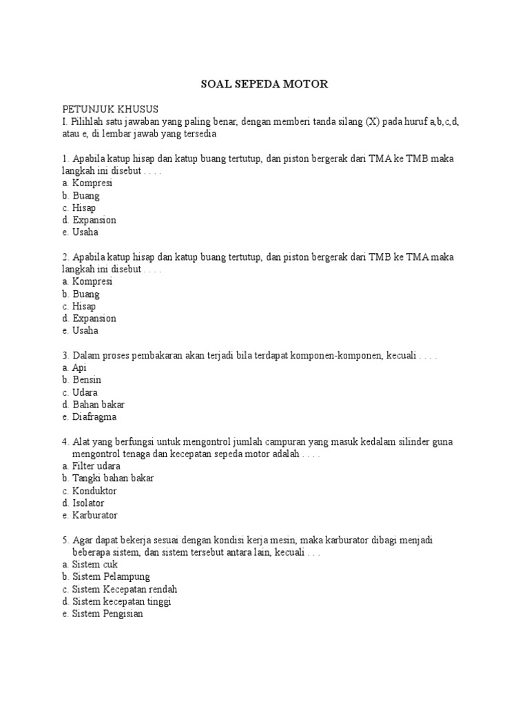 Soal Sepeda Motor | PDF