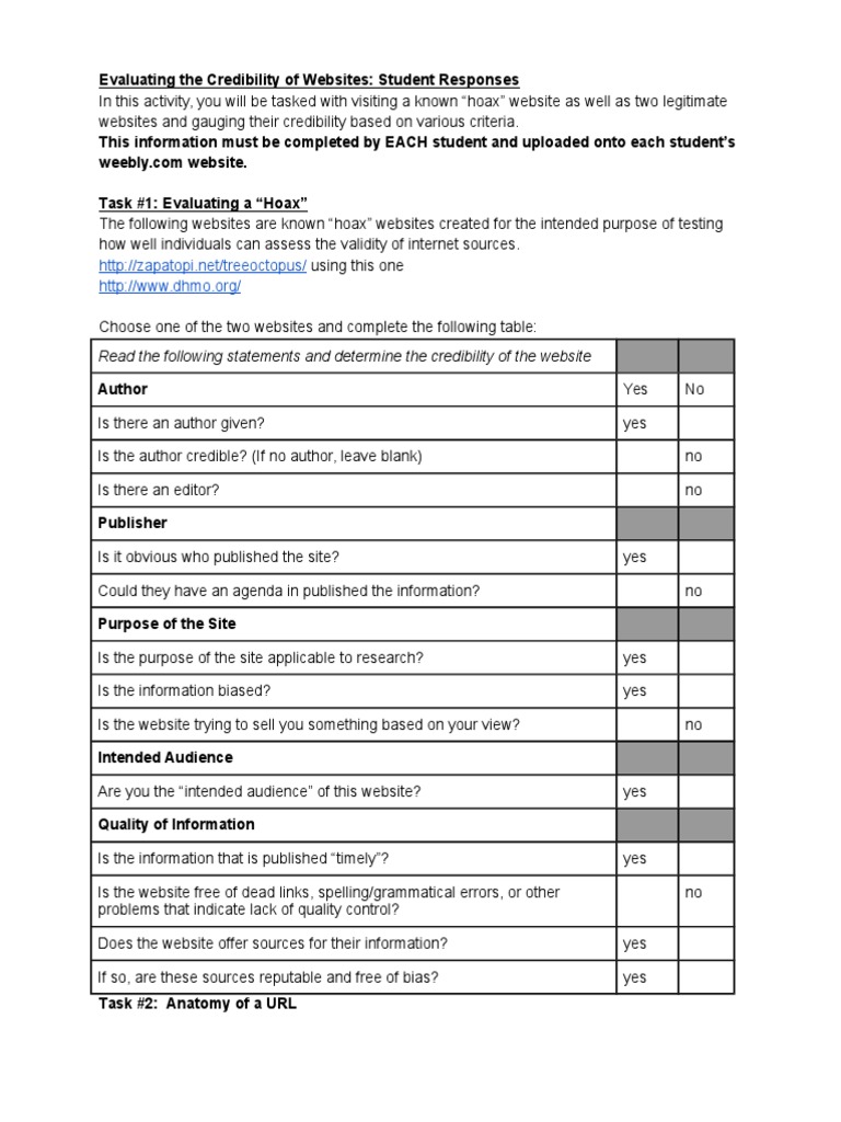 Evaluating Website Credibility for Research | PDF | Websites | Argument