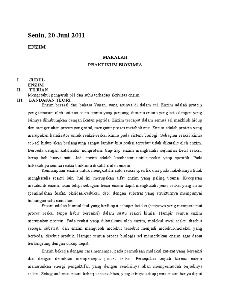 Laprak Biokim Pengaruh PH Terhaap Aktivitas Enzim Tripsin | PDF ...
