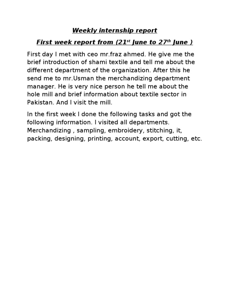 Weekly Internship Report | PDF | Textiles | Textile Arts