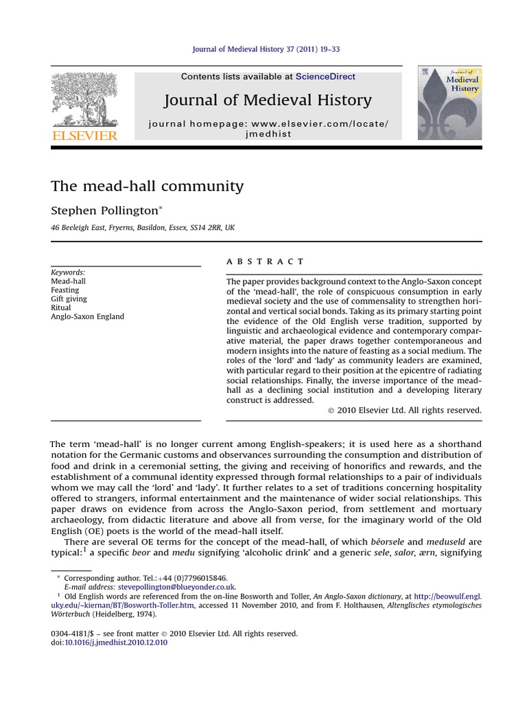 Mead Hall Community | PDF | Anglo Saxons | Beowulf