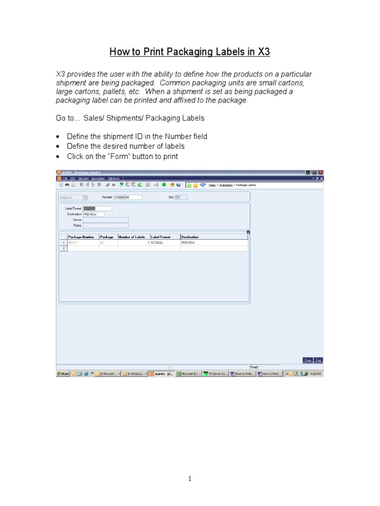 How To Print Packaging Labels in X3 | PDF | Business