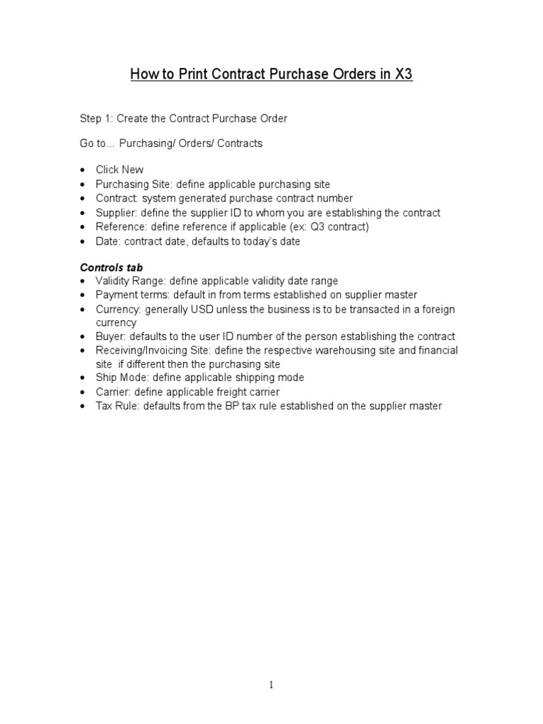 How To Print Contract Purchase Orders in X3 | PDF | Printer (Computing) | Button (Computing)