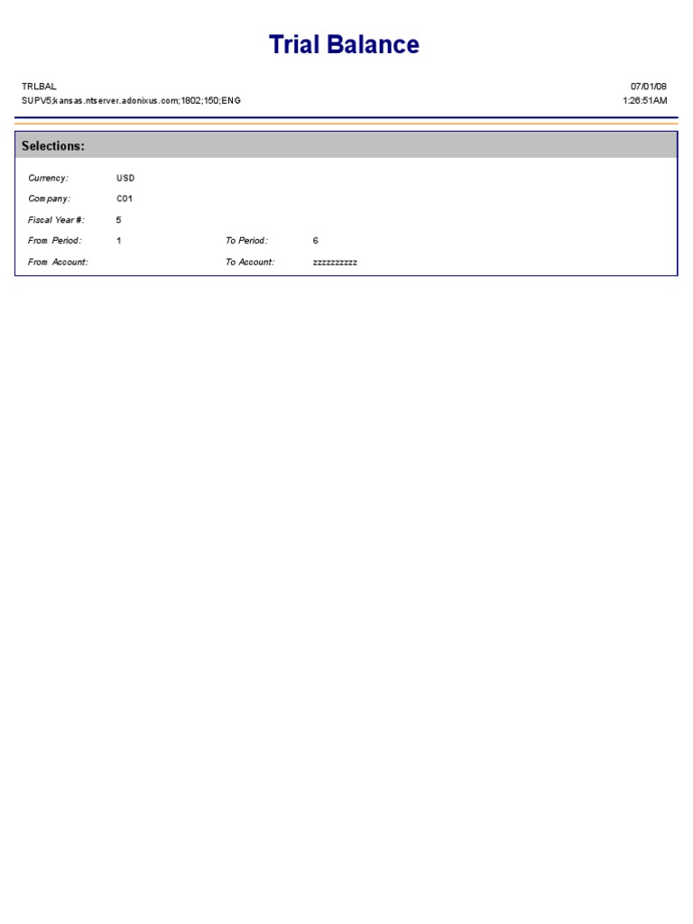 Sage X3 Trial Balance Overview | PDF | Expense | Debits And Credits