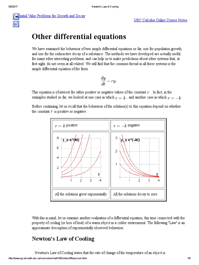 Newton's Law of Cooling | PDF | Differential Equations | Equations