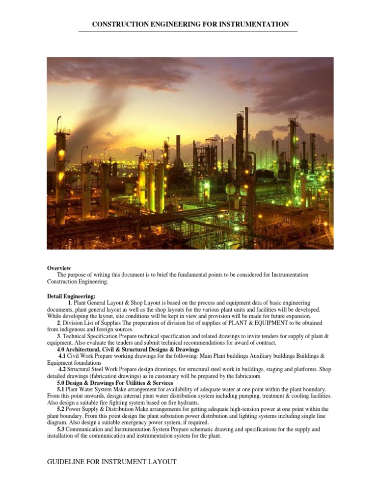 Construction Engineering For Instrumentation: Guideline For Instrument ...