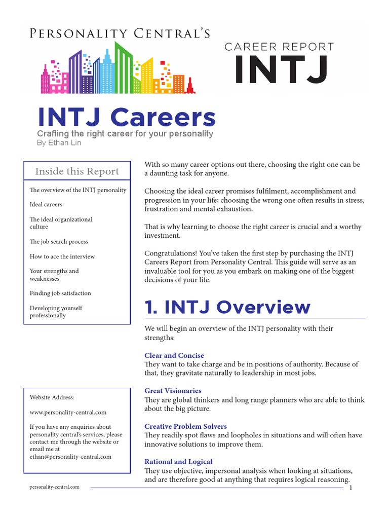 (PersonalityCentral) INTJ CareerReport | PDF | Choice | Decision Making