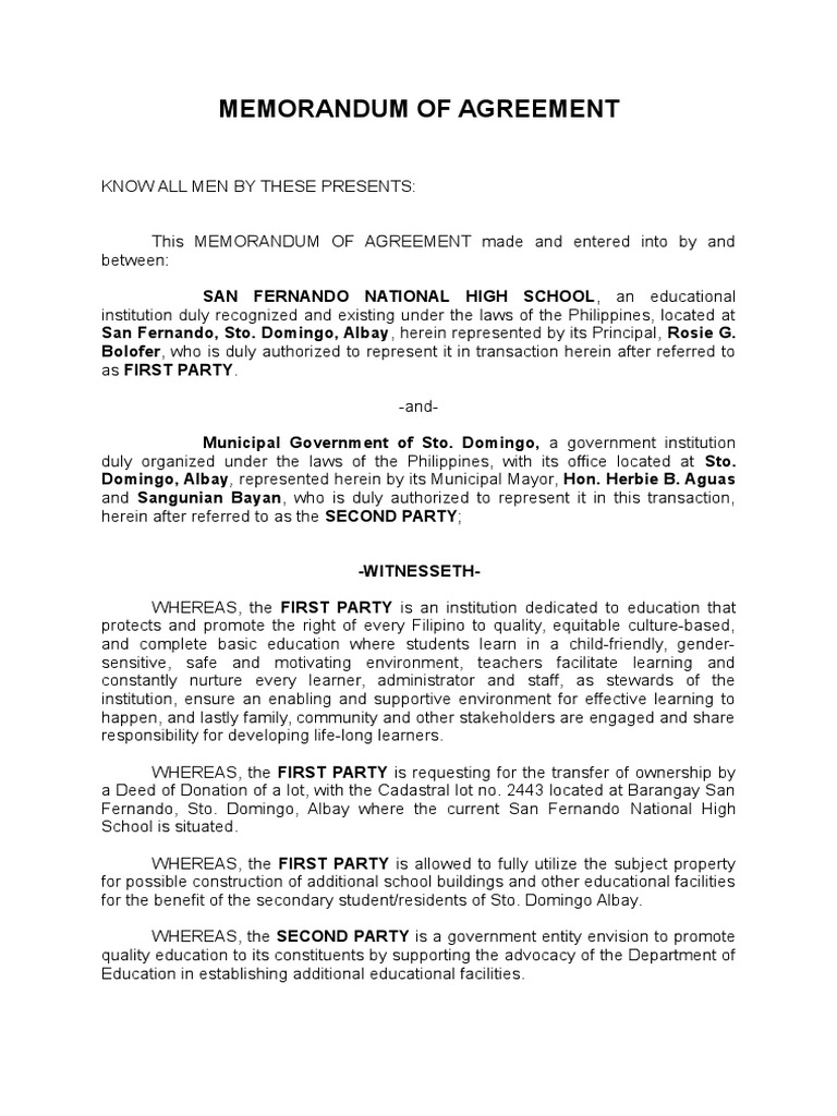 Sample MOA | Notary Public | Justice