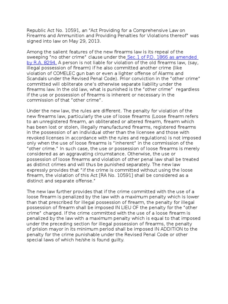 Republic Act No 10591 | Crimes | Crime & Justice