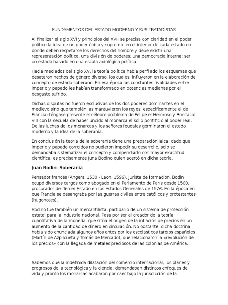 Fundamentos Del Estado Moderno y Sus Tratadistas | PDF | Soberanía ...