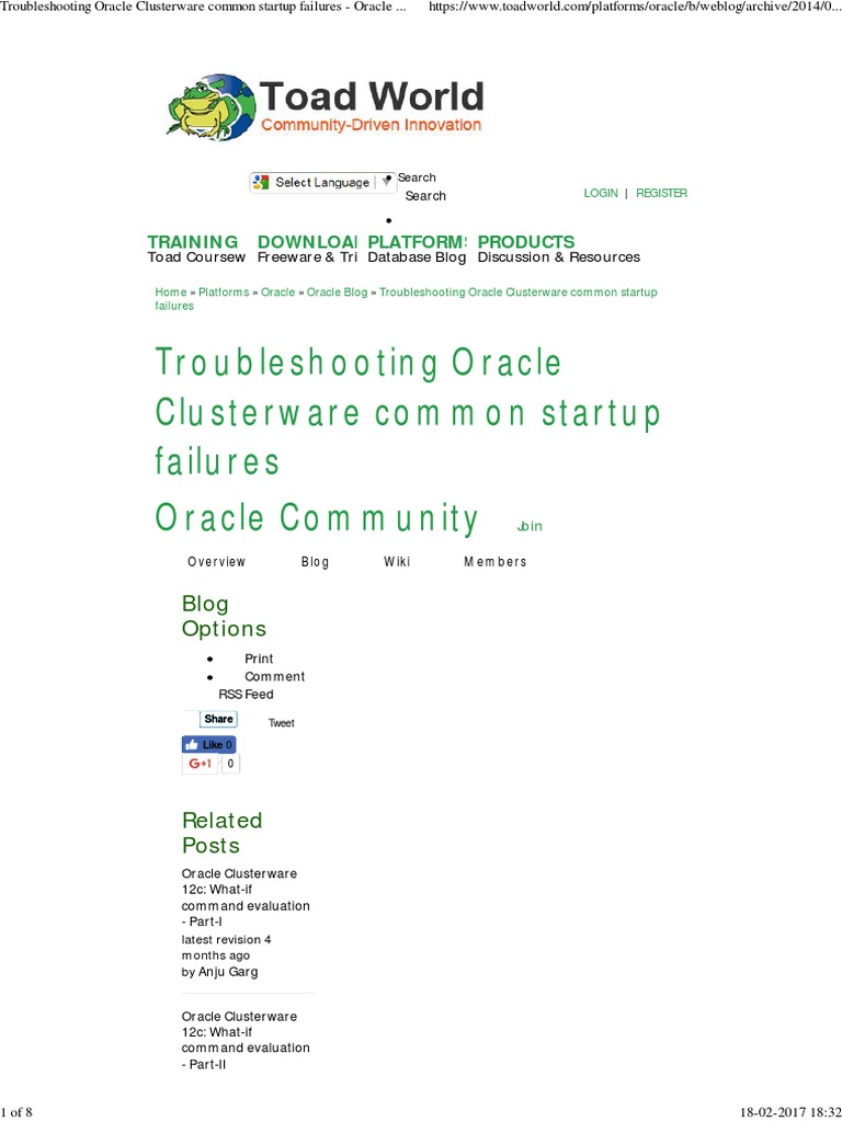 Oracle Clusterware Common Startup Failures | PDF | Oracle Database | Computer Cluster