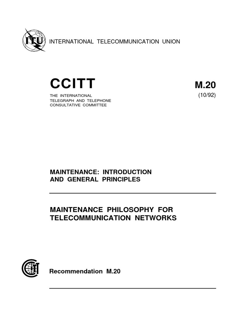 Ccitt: Maintenance Philosophy For Telecommunication Networks | PDF ...