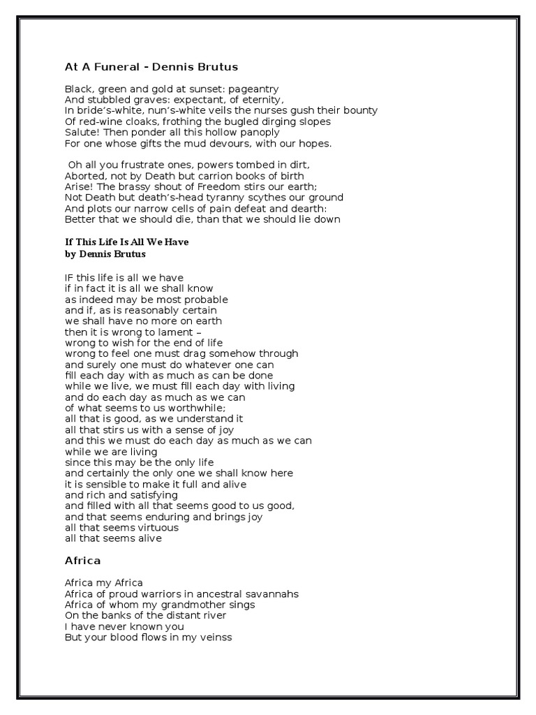 At A Funeral | PDF | Desert | Poetry