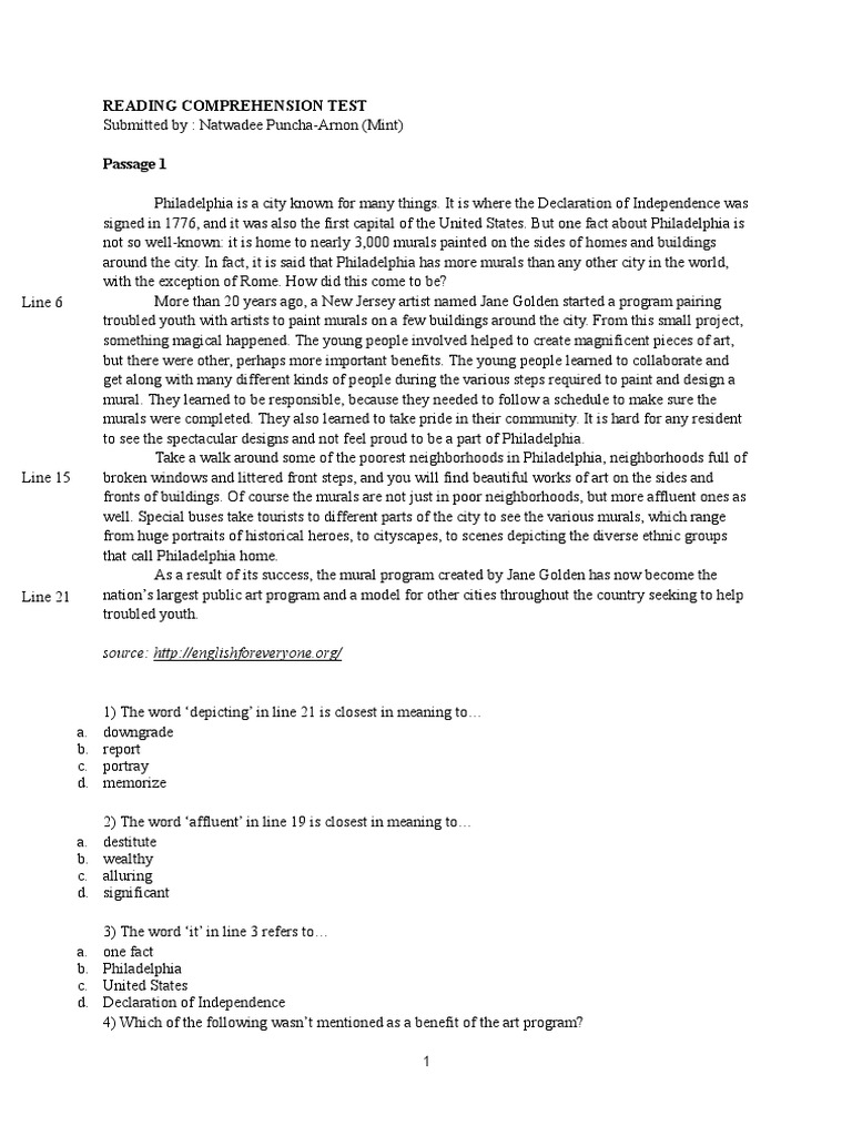 Reading Comprehension Test Final | PDF | Monsoon | Indus River