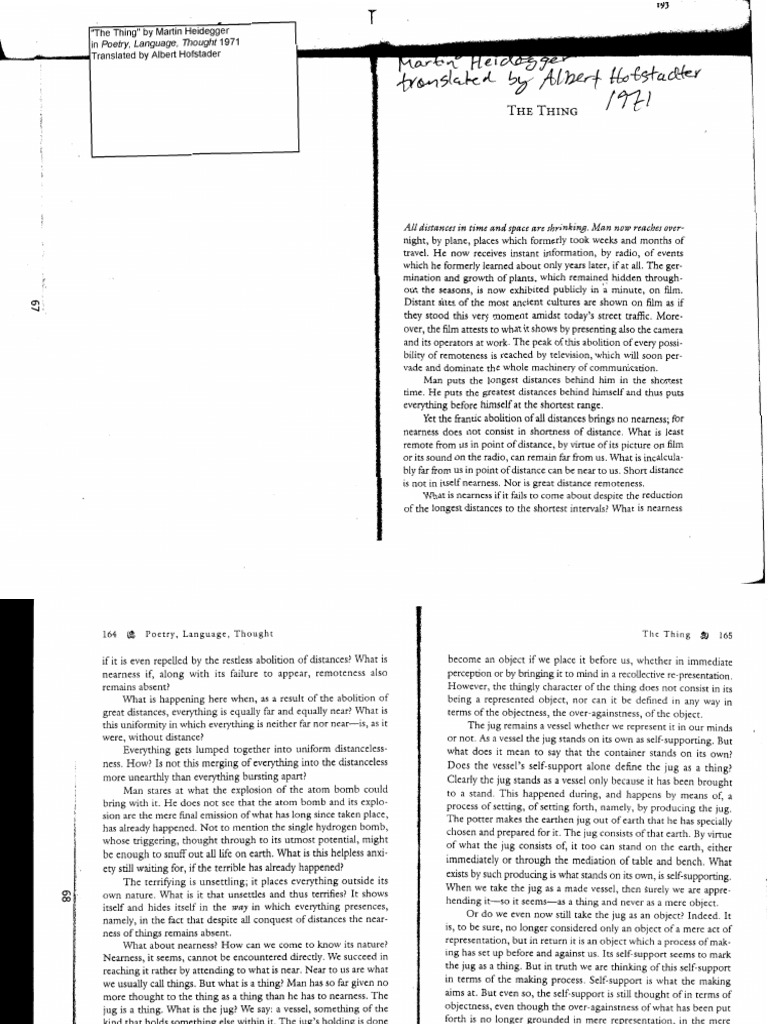 The Thing by Heidegger PDF | PDF | Semantics | Science