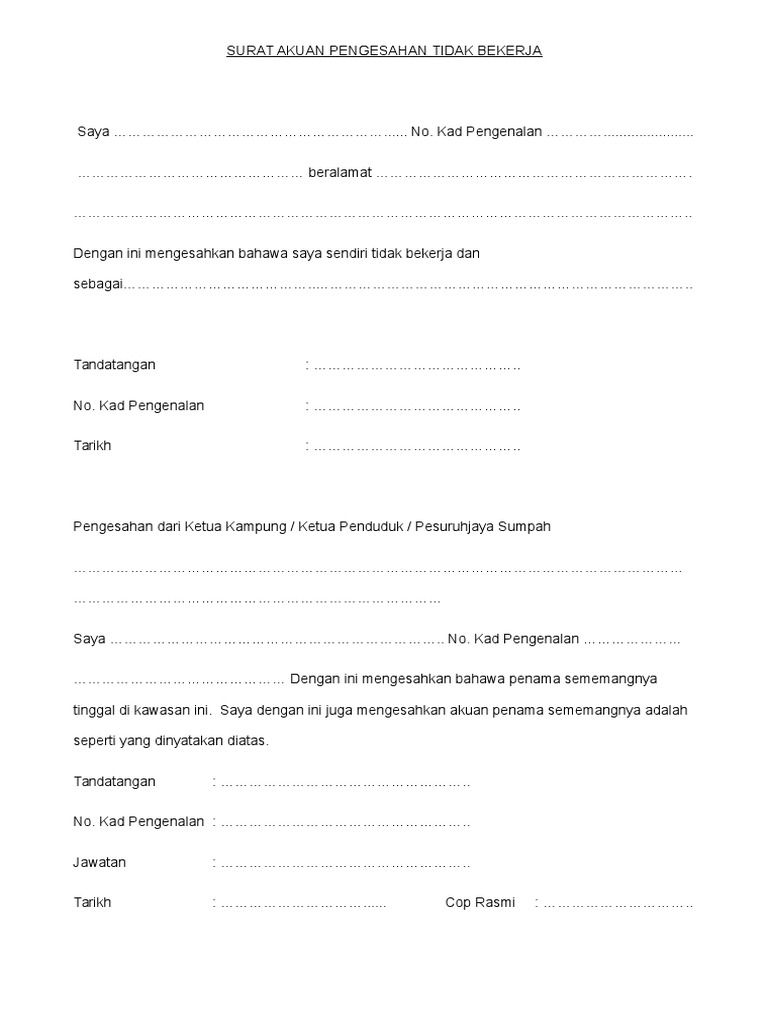 Contoh Surat Akuan | PDF