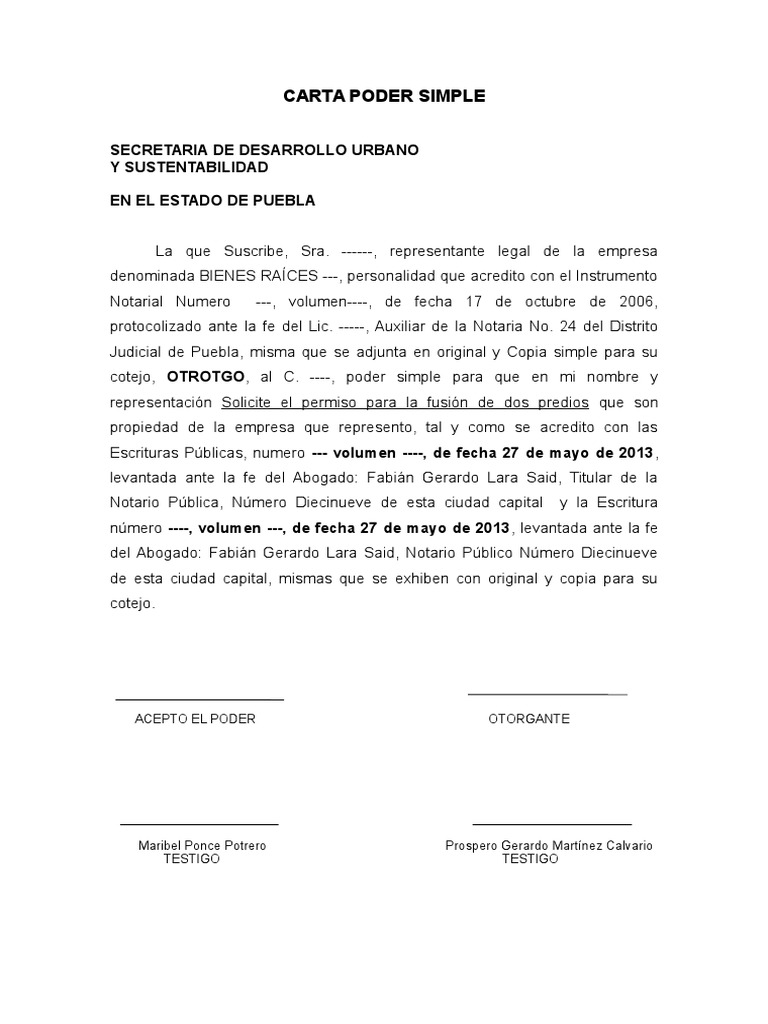 Carta Poder Simple 1 | PDF
