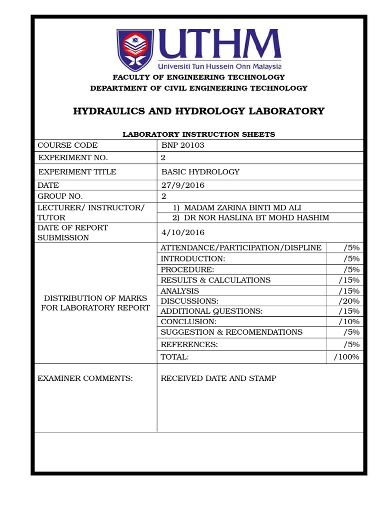 Experiment 2 - Basic Hydrology | PDF | Surface Runoff | Drainage Basin