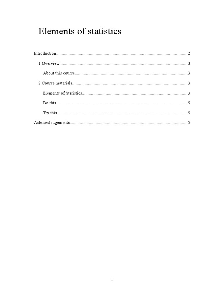 Elements of Statistics Overview PDF | PDF