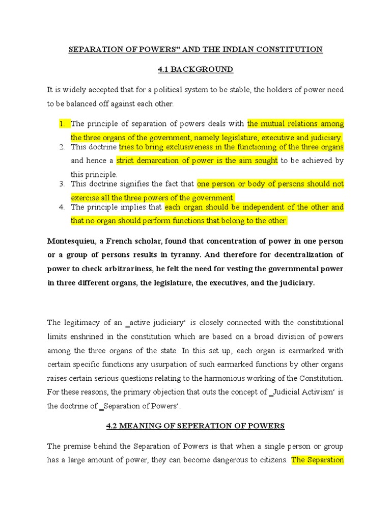 Separation of Powers | PDF | Separation Of Powers | United States ...