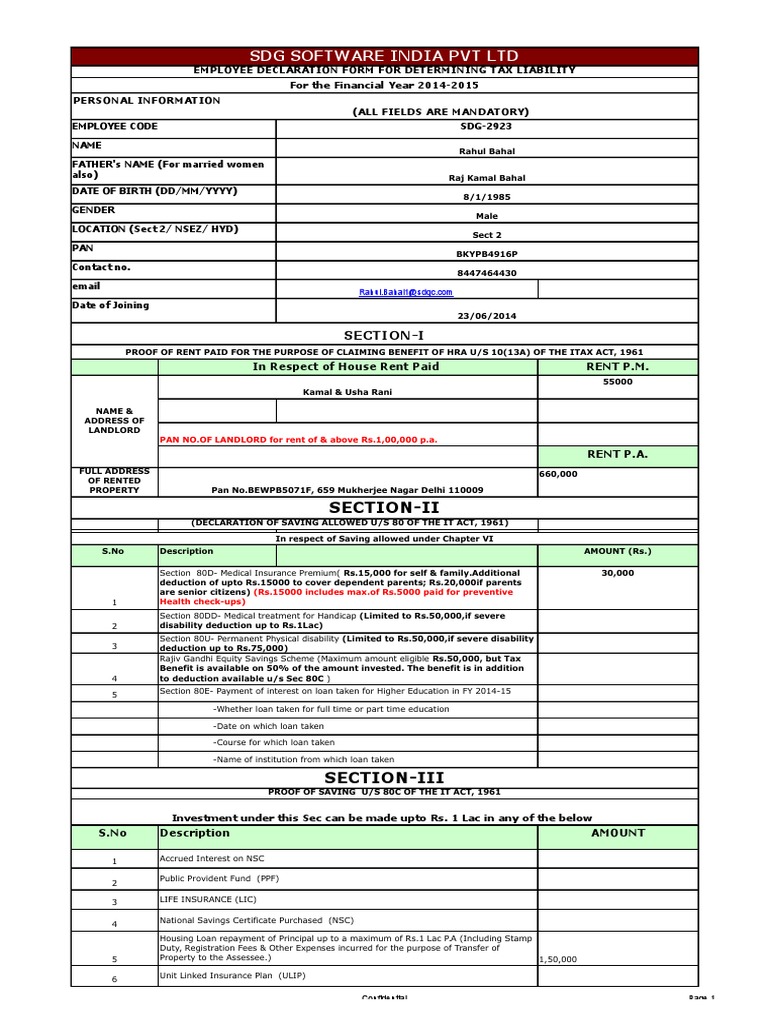 Investment Declaration Form | PDF | Loans | Pension