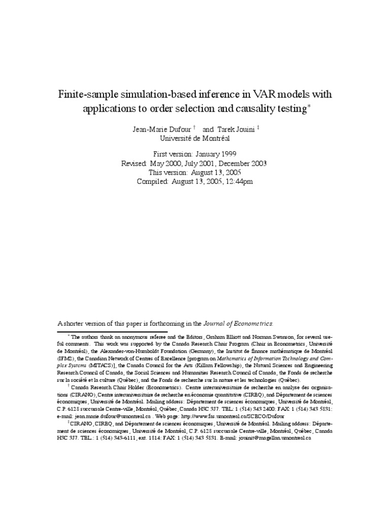Finite Simple Simulation Based Inference In Var Models With Applucations To Order Selection
