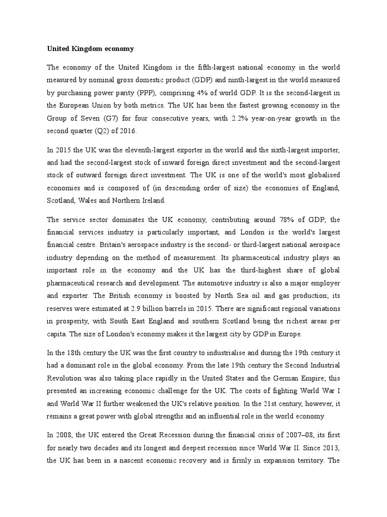 UK Economy Overview & Key Stats | PDF | United Kingdom | Economies